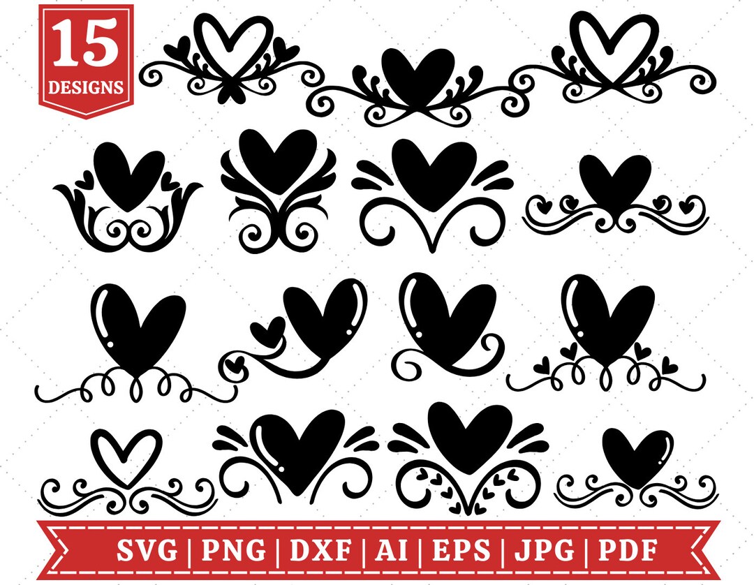 Hearts SVG Bundle | Hearts Silhouette SVG Bundle | Hearts SVG | Doodle ...