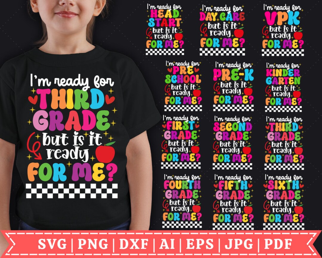 Back to School SVG Bundle, I'm Ready for Kindergarten but is It Ready ...