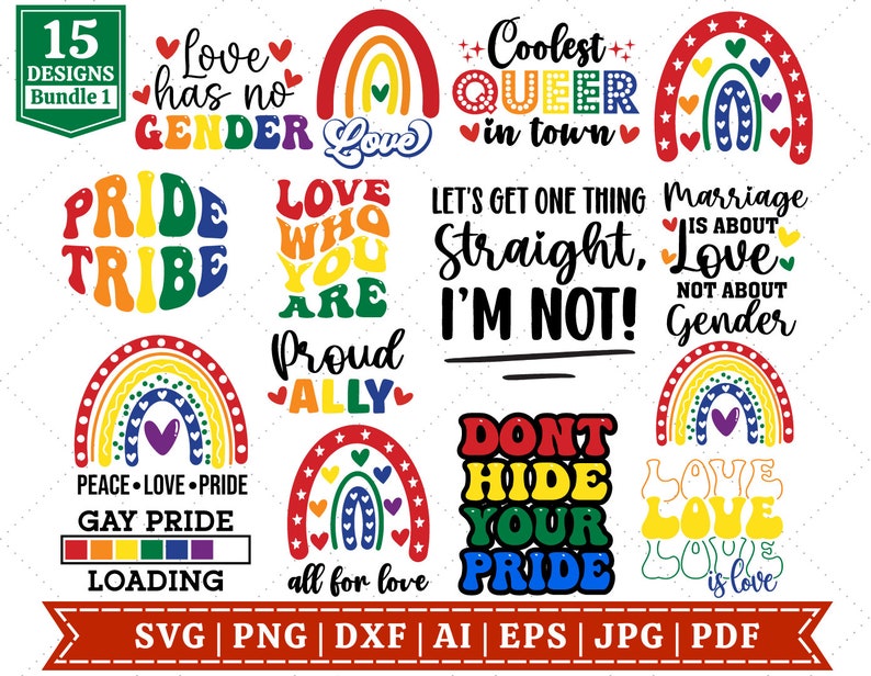 Gay Pride SVG Bundle, LGBTQIA Svg Bundle, Proud Ally Svg, Gay Pride Svg ...