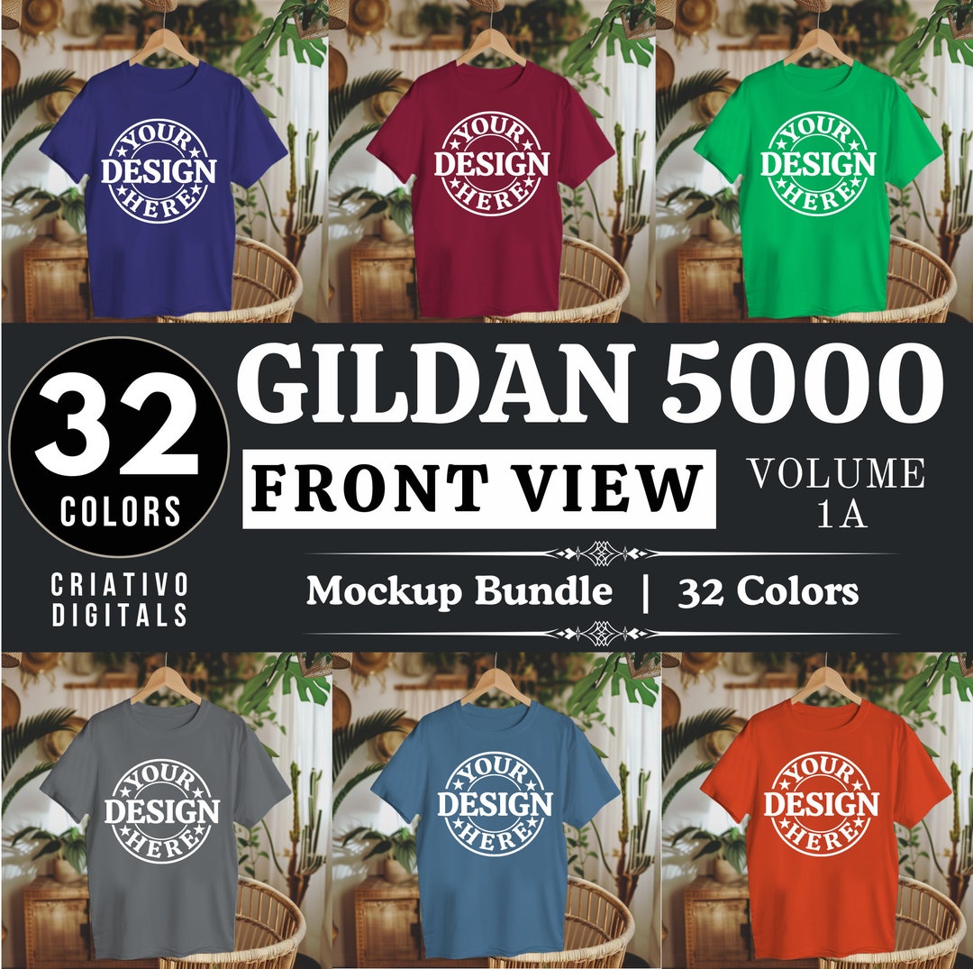 Gildan 5000 Mockup Bundle Tshirt, Gildan 5000 Shirt Bundle, Gildan ...