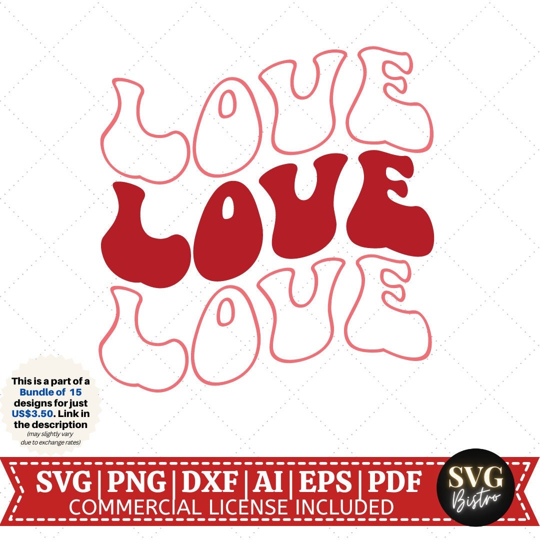 Love SVG Retro SVG Stacked Svg Valentine Quote SVG - Etsy