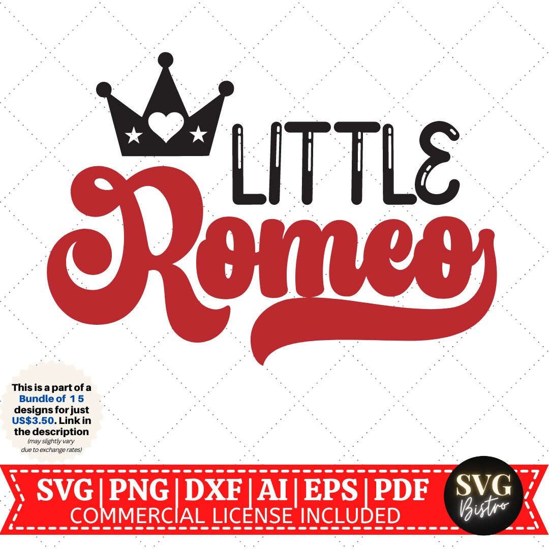Little Romeo SVG | Kids Valentines SVG | Retro SVG | Valentine Quote ...
