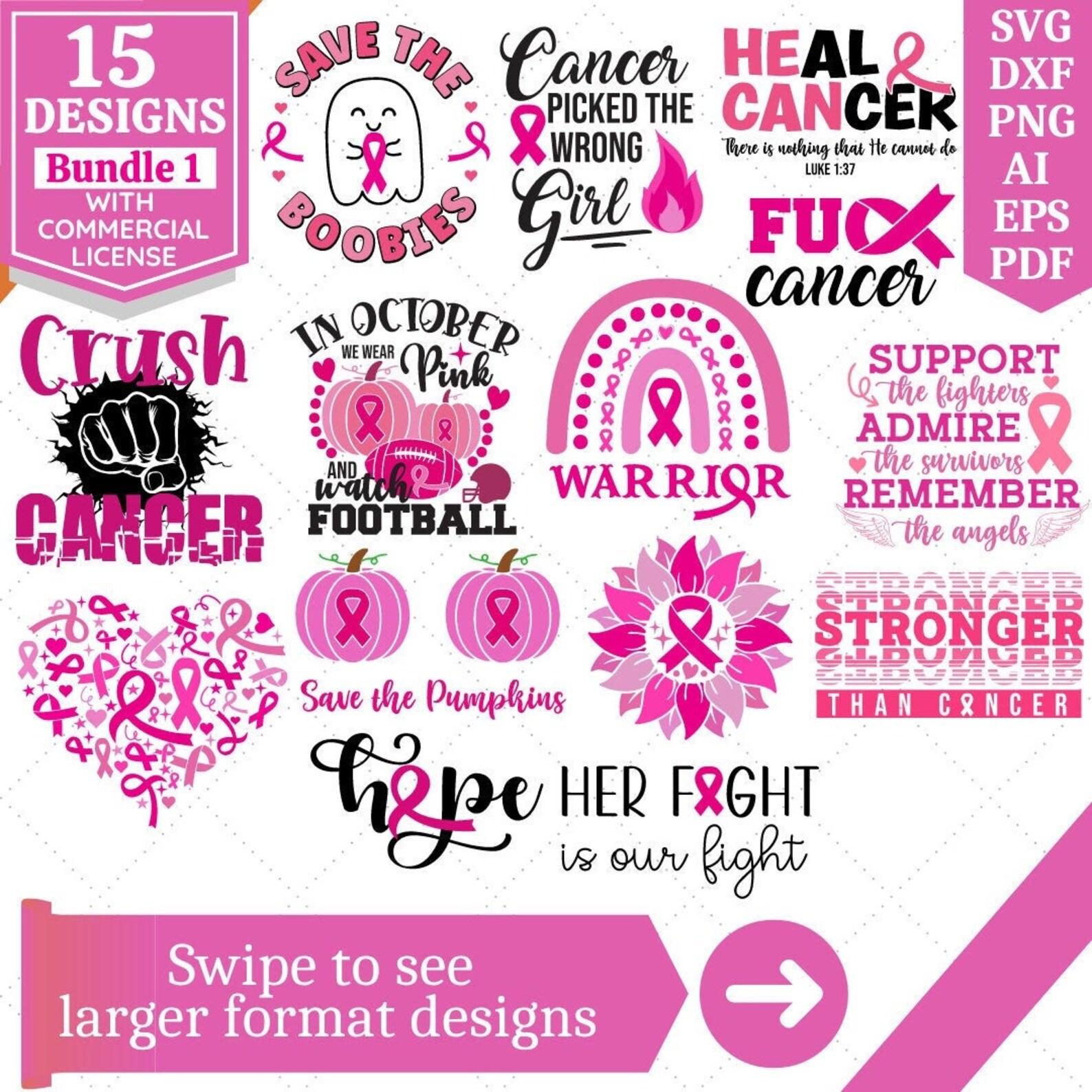 Cancer Awareness SVG Bundle Breast Cancer SVG Pink Ribbons - Etsy
