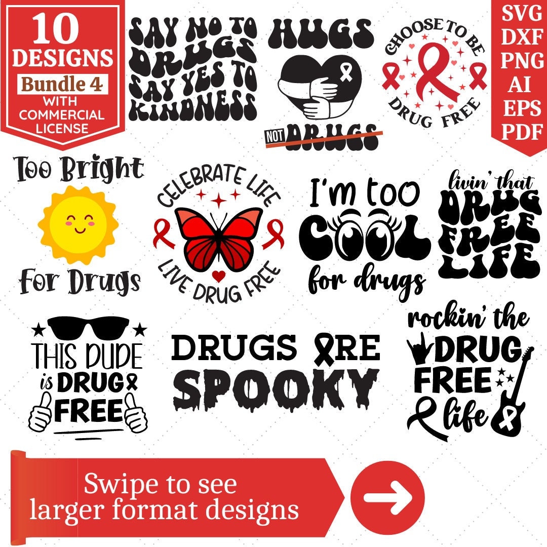 Red Ribbon Week SVG Bundle | No to Drugs SVG | Drug Free SVG | Anti ...