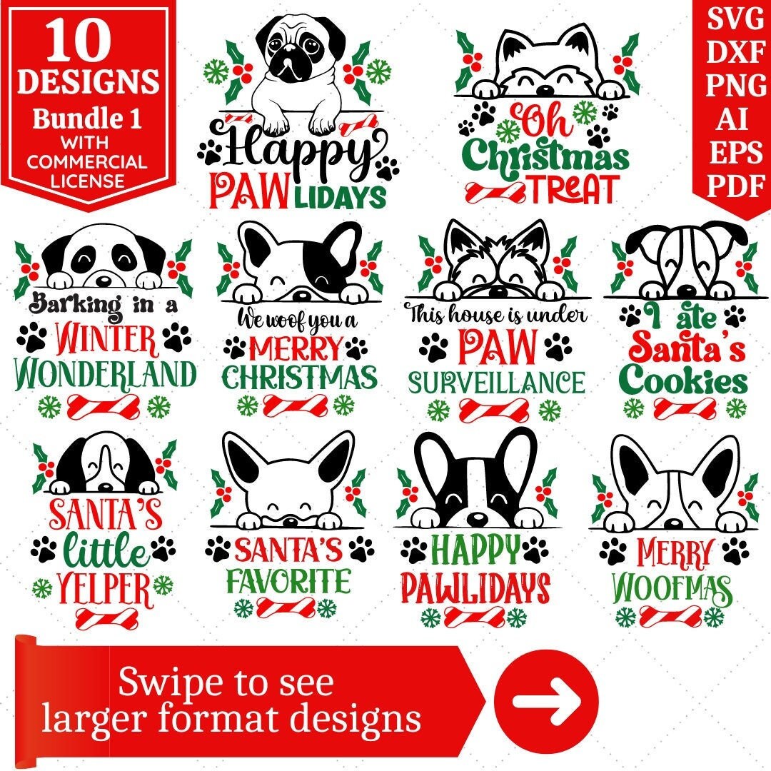 Dog Christmas SVG Bundle | Santa Paws SVG | Dog Lovers SVG | Christmas ...