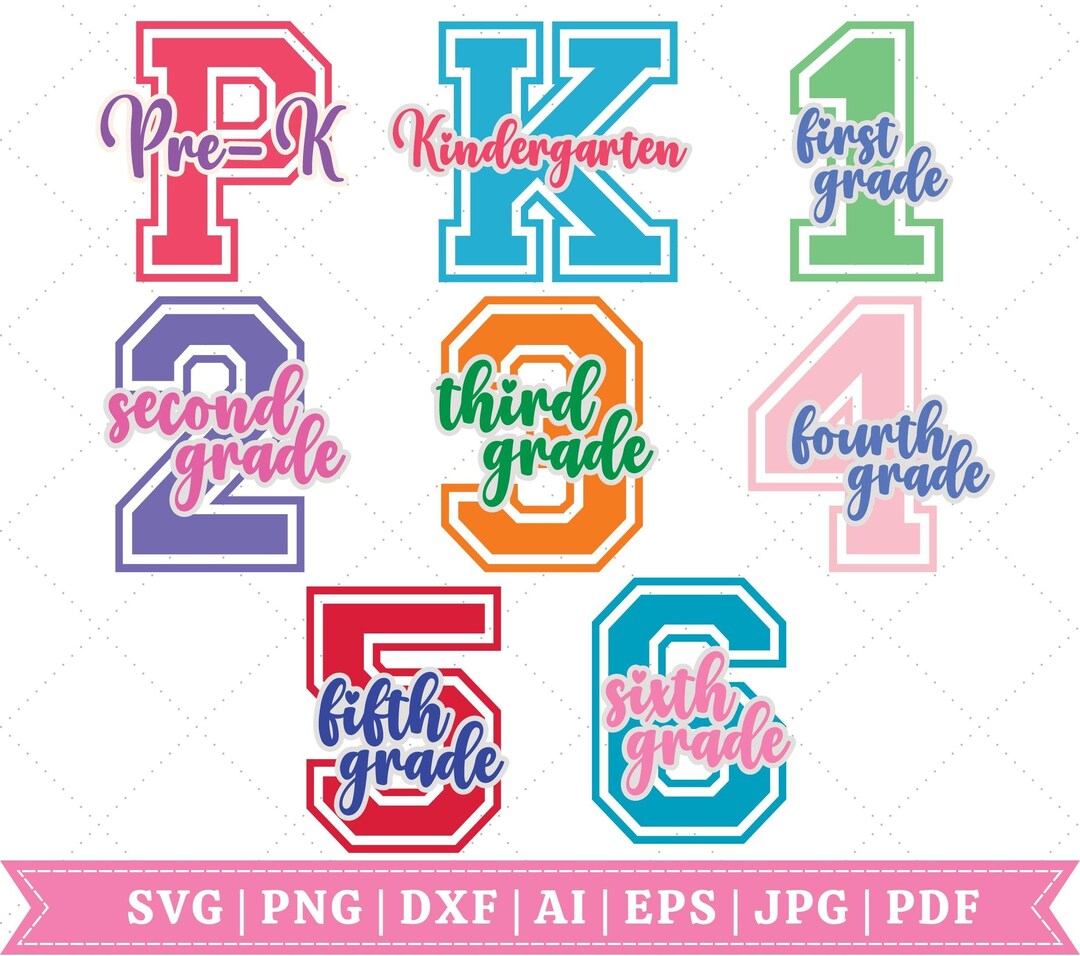 Back to School SVG Bundle, Grade Level SVG, Pre K, 1st, 2nd, 3rd Grade ...