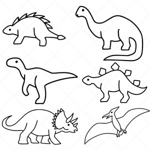 Dinosaur Doodle SVG Bundle | Dinosaur Outline SVG | Dinosaur Coloring ...