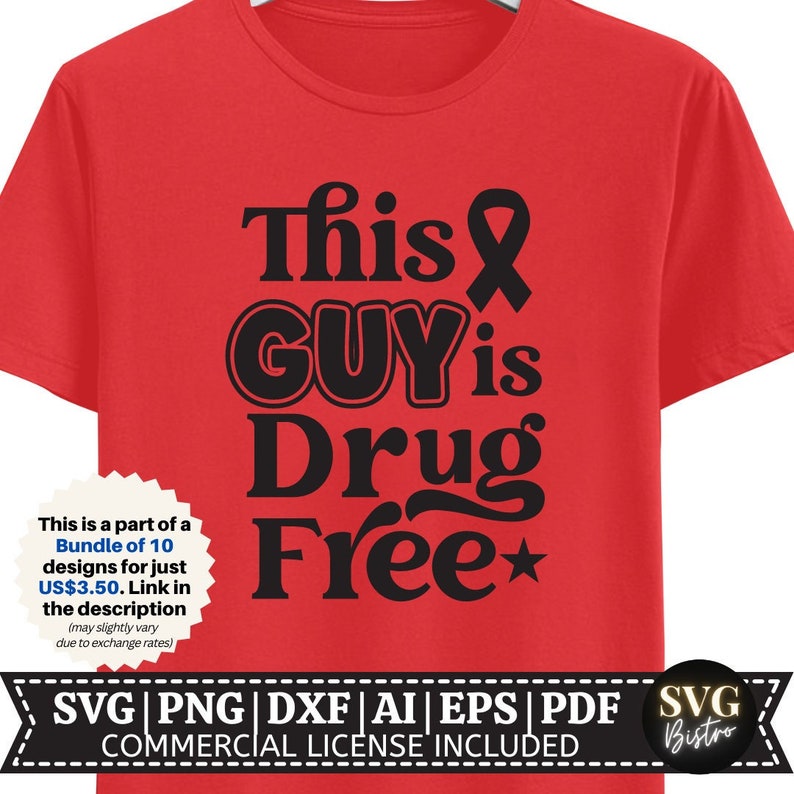 Drug Free Guy SVG Red Ribbon Week SVG No to Drugs SVG - Etsy