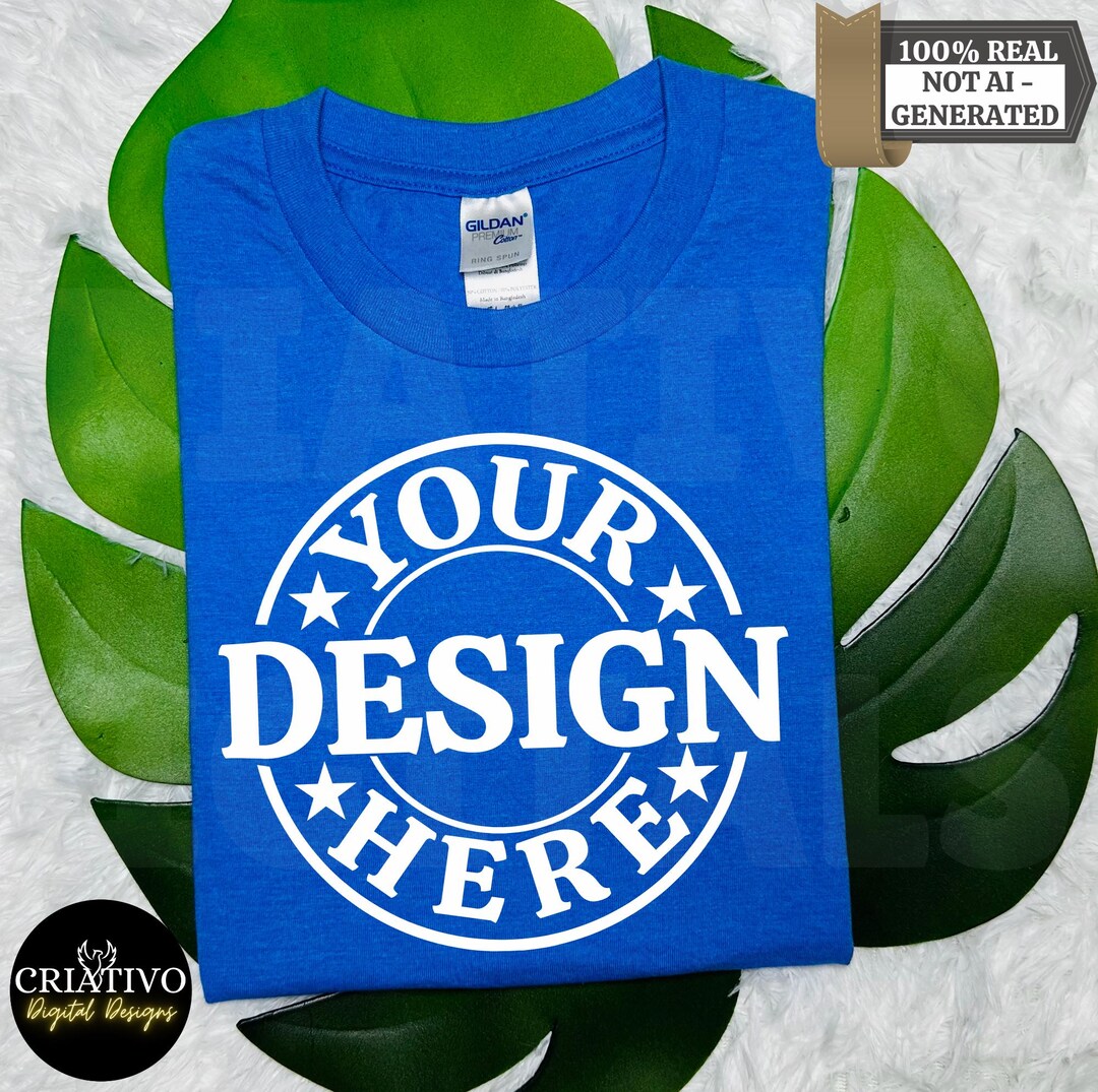 Heather Royal Blue Gildan 5000 Mockup, G5000 Heather Royal Blue Tshirt ...