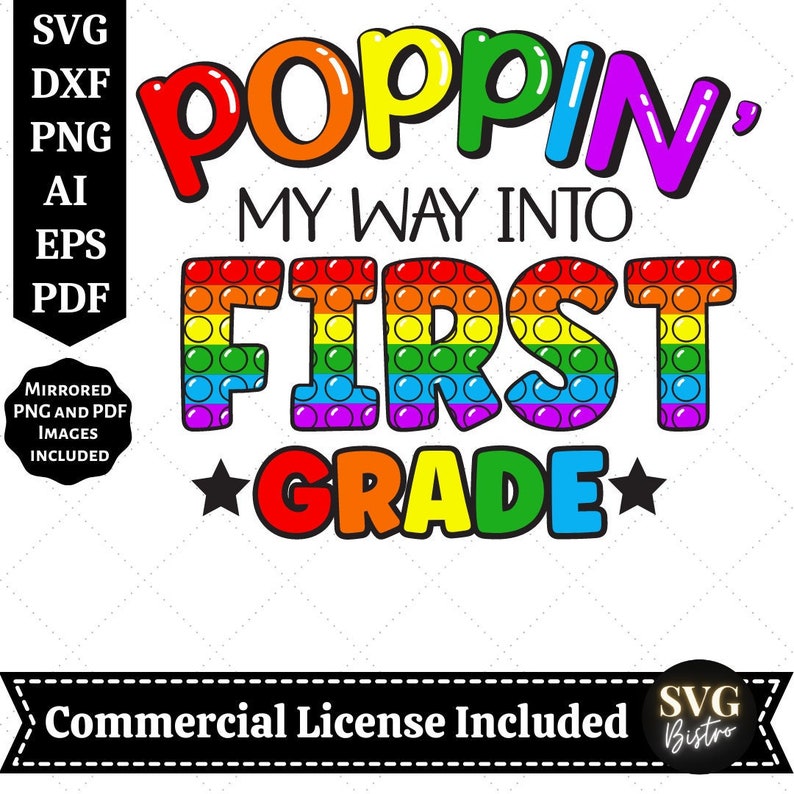 First Grade SVG Poppin My Way SVG Back to School SVG - Etsy