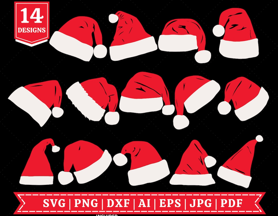 Santa Hats SVG Bundle | Christmas Decor SVG Bundle | Cricut Cut File ...