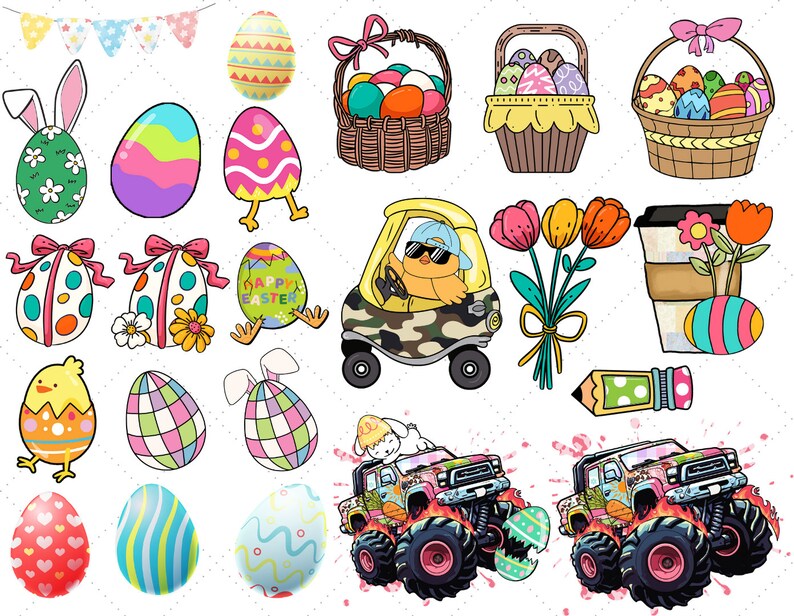 Easter Doodle Alphabet Bundle, Letters With Clipart PNG Letters ...