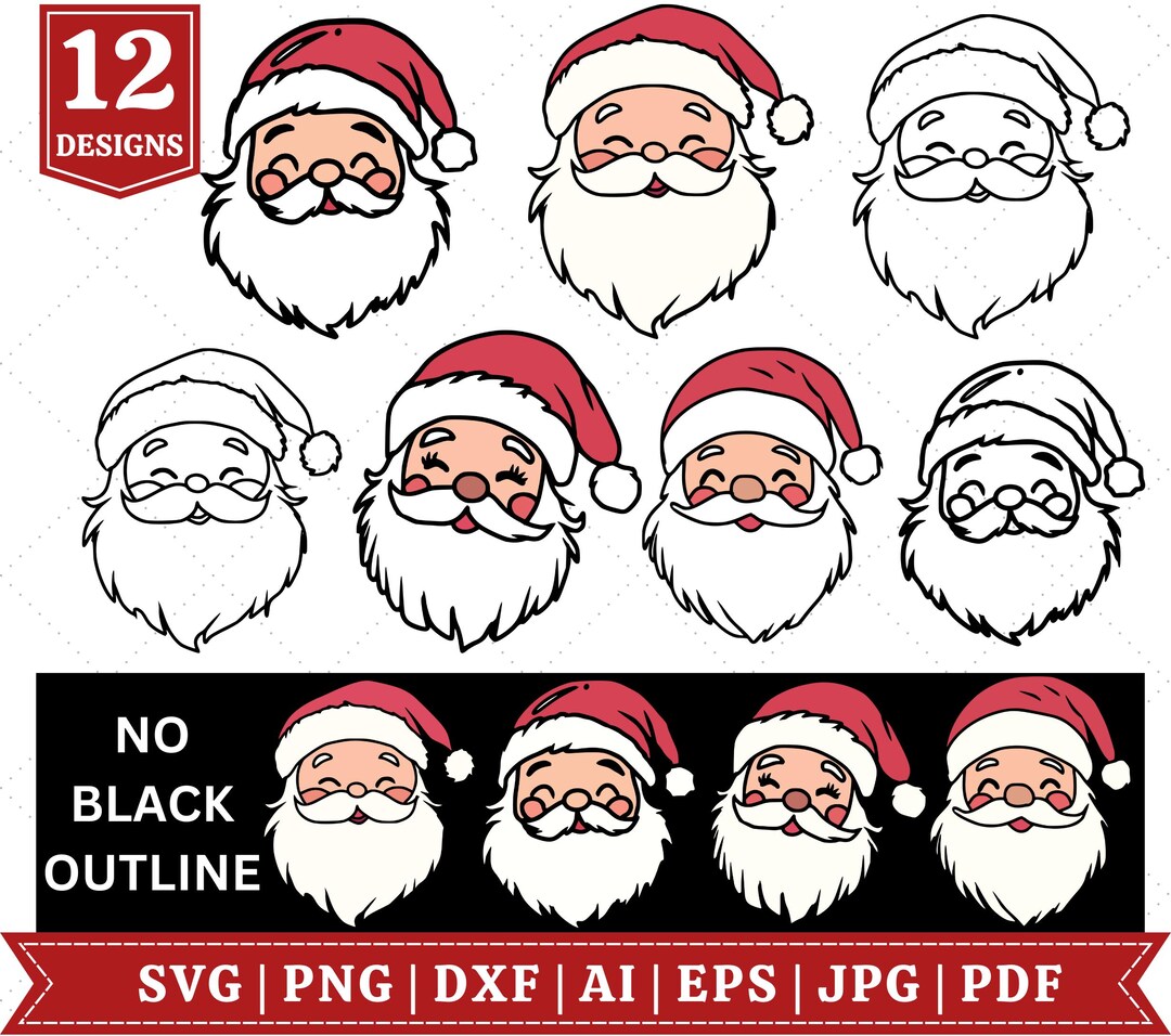 Layered Santa SVG Bundle, Old School Father Christmas Clipart, Retro ...