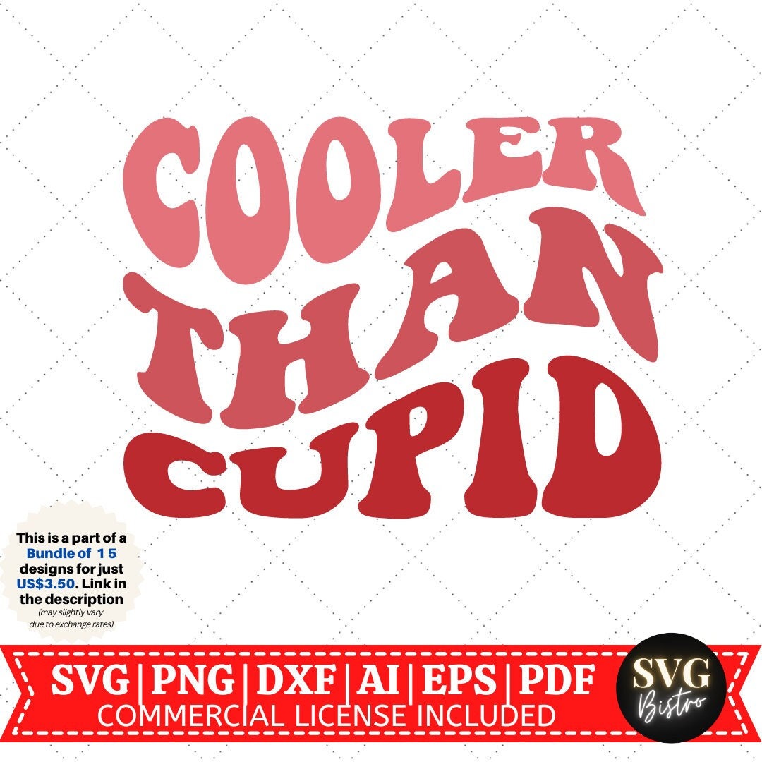 Cooler Than Cupid SVG | Kids Valentines SVG | Retro SVG | Valentine ...