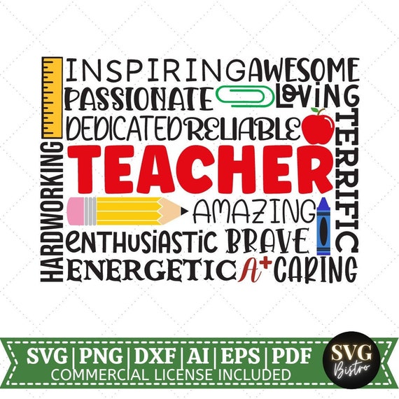 Teacher Collage SVG Teacher Quotes SVG Teacher Shirt SVG - Etsy