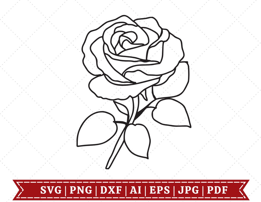 Rose SVG | Rose Outline SVG | Rose Clipart SVG | Flower Svg | Rose ...