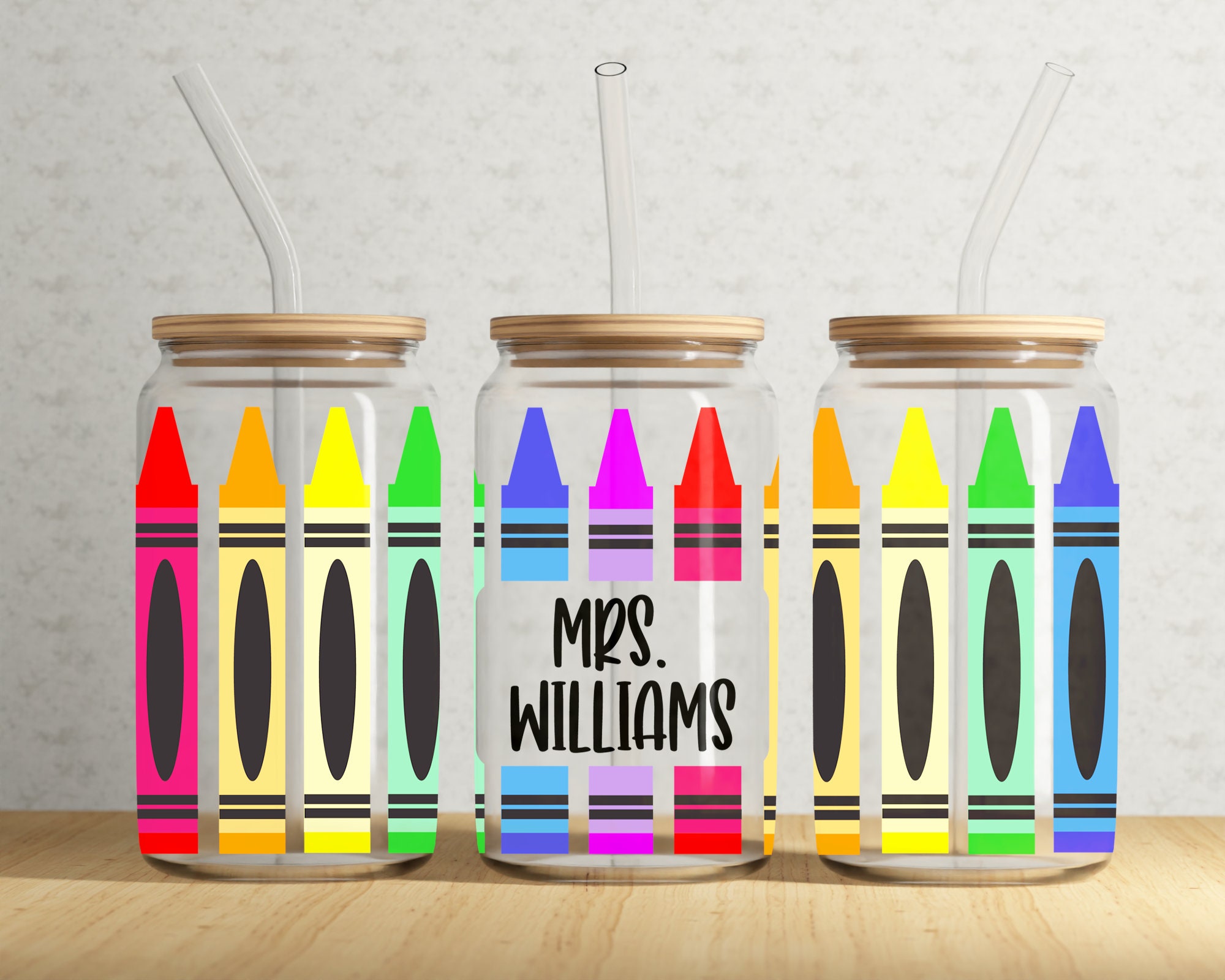 Teacher Glass Can Wrap Teacher SVG Crayons SVG 16oz Svg - Etsy