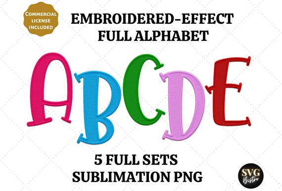 Embroidered-effect Alphabet PNG Bundle Stitch-effect Letters - Etsy