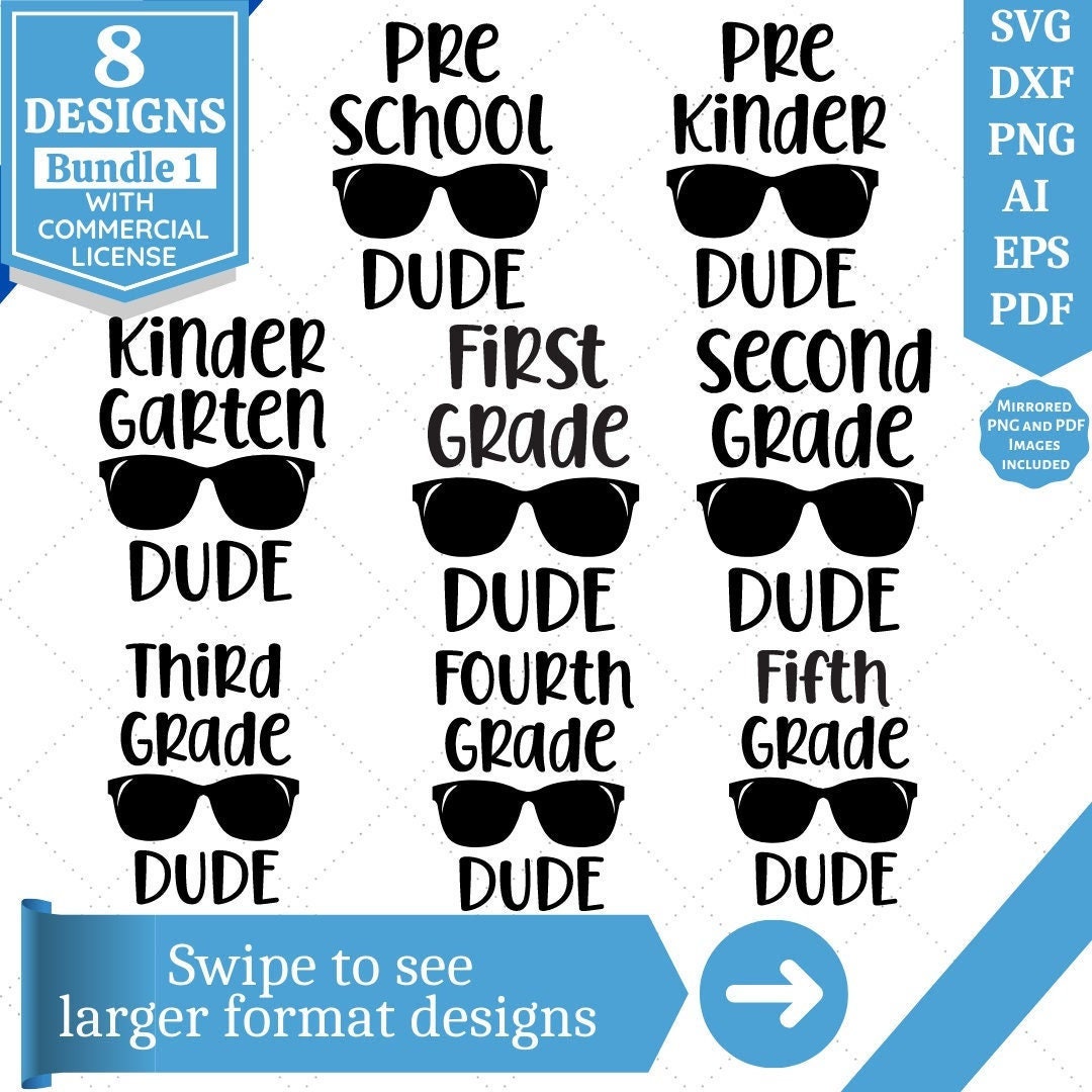 Back to School SVG Bundle | Cool Dude SVG | School Grade SVG | Dude ...
