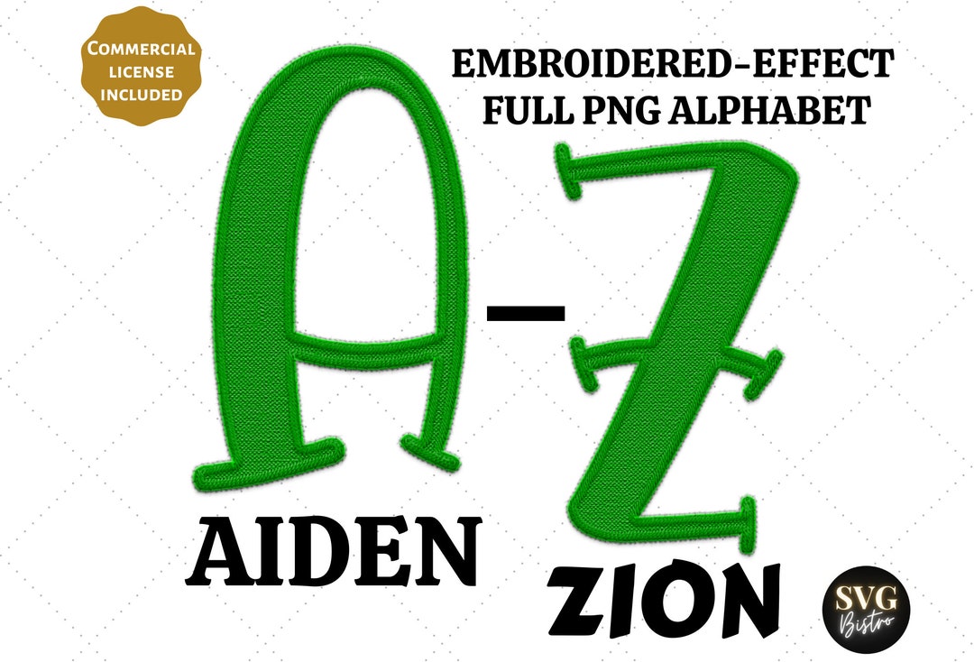 Embroidered-effect Alphabet PNG Bundle | Stitch-effect Letters PNG ...