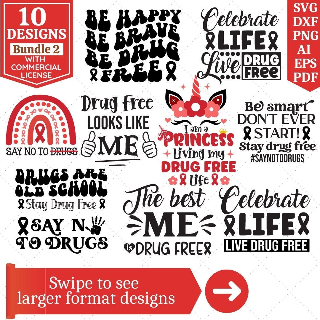 Red Ribbon Week SVG Bundle No to Drugs SVG Drug Free SVG - Etsy