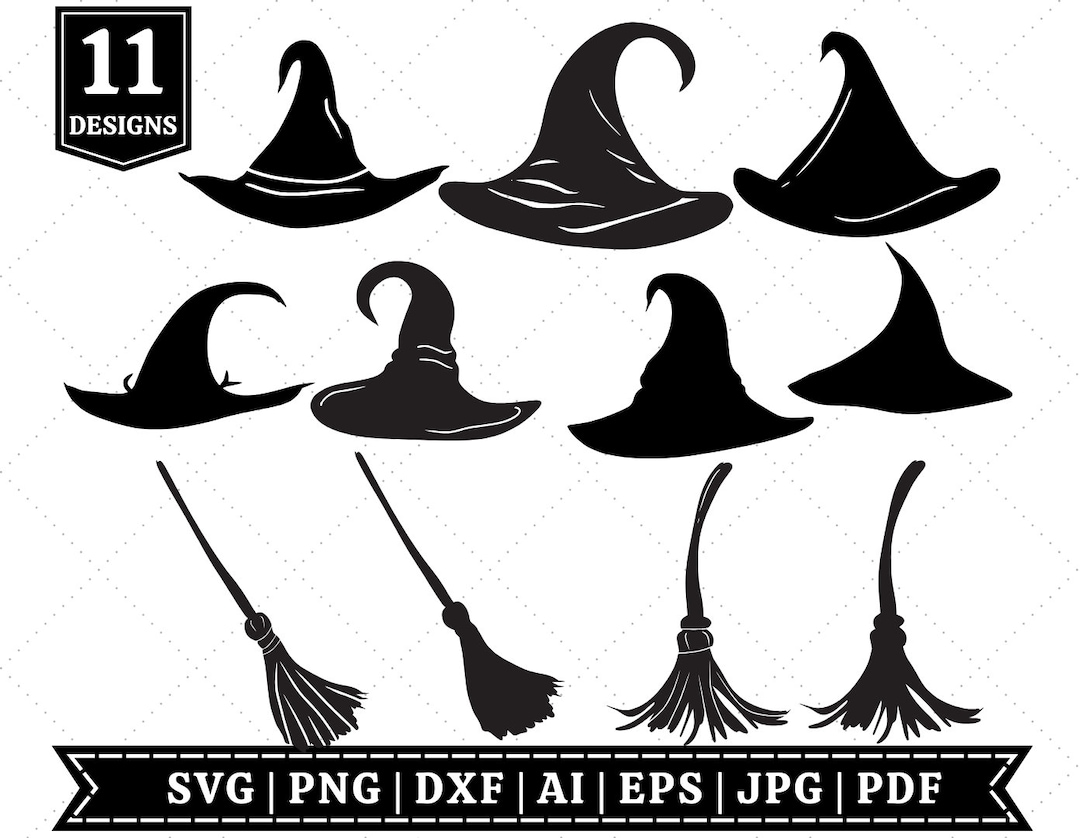 Witch Hat SVG Bundle | Halloween SVG Bundle | Cute Hats SVG | Doodle ...