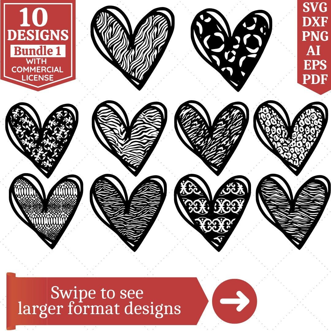 Patterned Hearts SVG Bundle | Hearts SVG Bundle | Patterned SVG ...