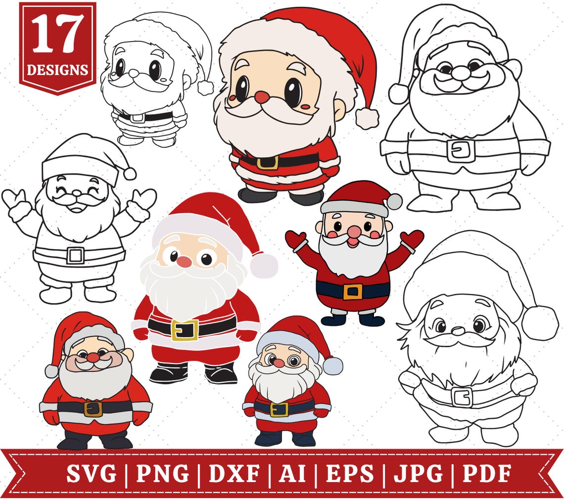 Cute Santa Claus SVG Bundle, Santa SVG, Christmas DIY, Christmas Svg ...