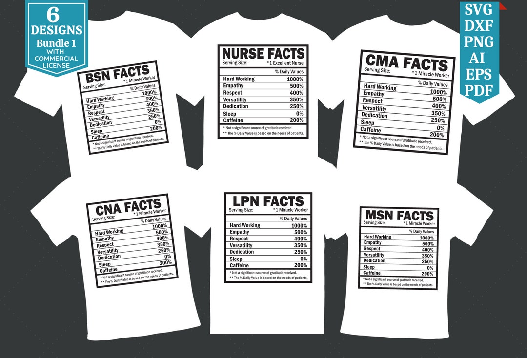 Nurse Nutrition Facts SVG Bundle | Nurse Facts SVG | Nurse Shirt Svg ...