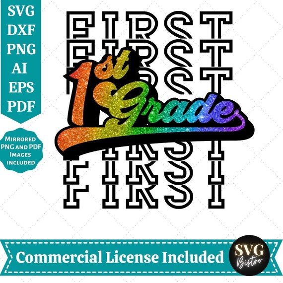 First Grade SVG Layered Retro SVG Stacked SVG Back to - Etsy