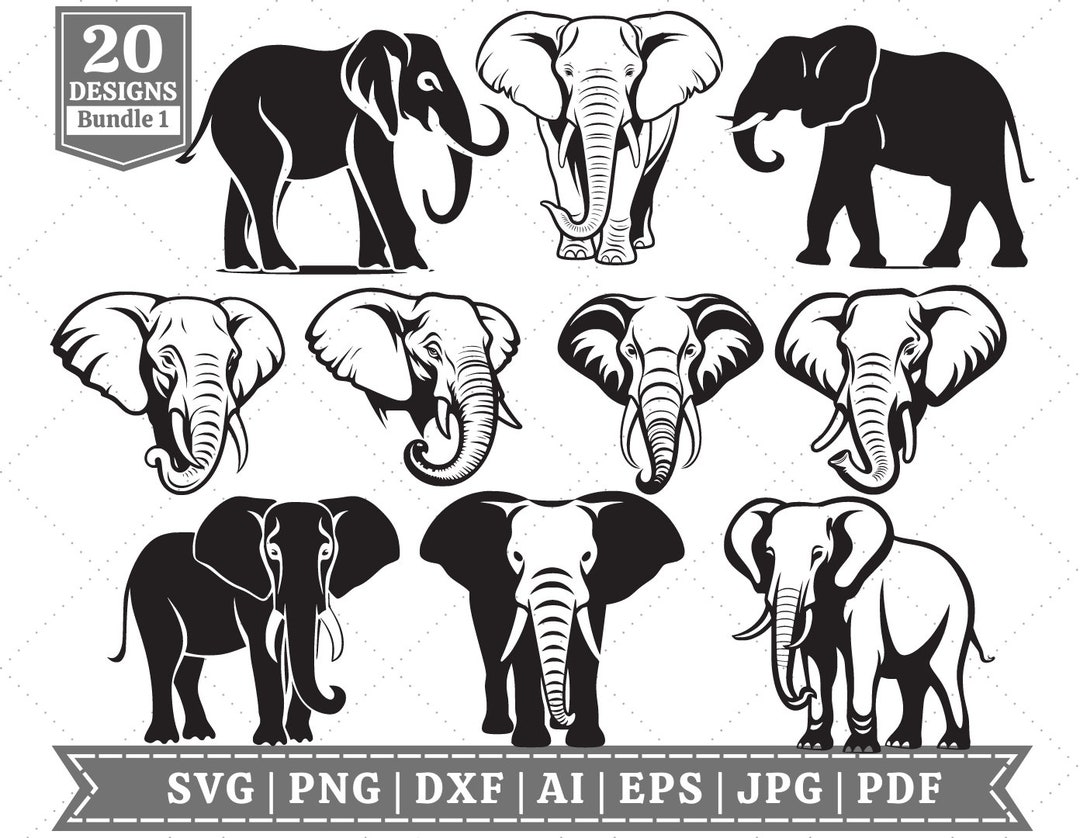 Elephant SVG Bundle | Elephant Silhouette SVG | Elephant SVG | Elephant ...