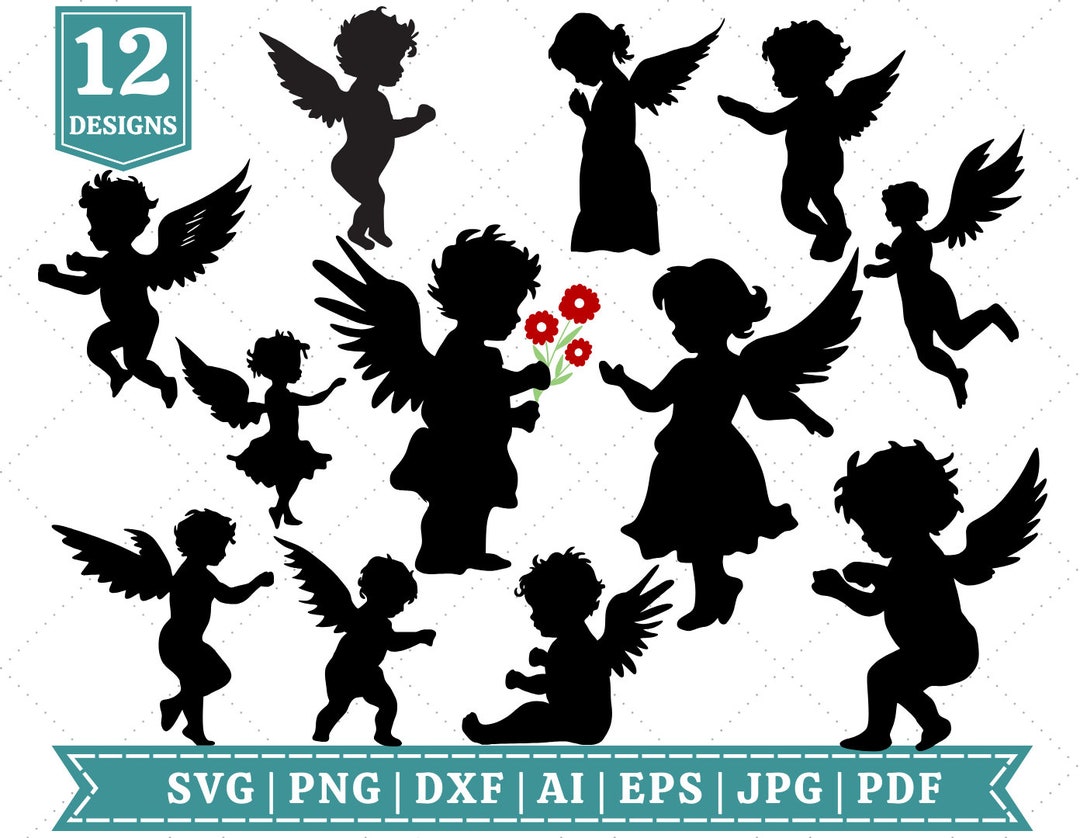 Angels Silhouette SVG Bundle | Valentine SVG Bundle | Religious SVG ...