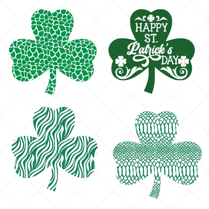 Patterned Shamrock SVG Bundle | St. Patrick SVG Bundle | Animal Pattern ...