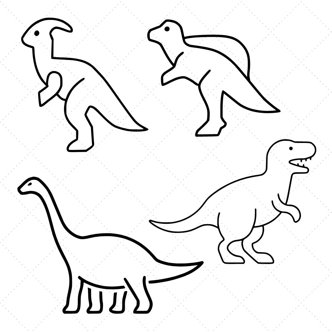 Dinosaur Doodle SVG Bundle Dinosaur Outline SVG Dinosaur - Etsy