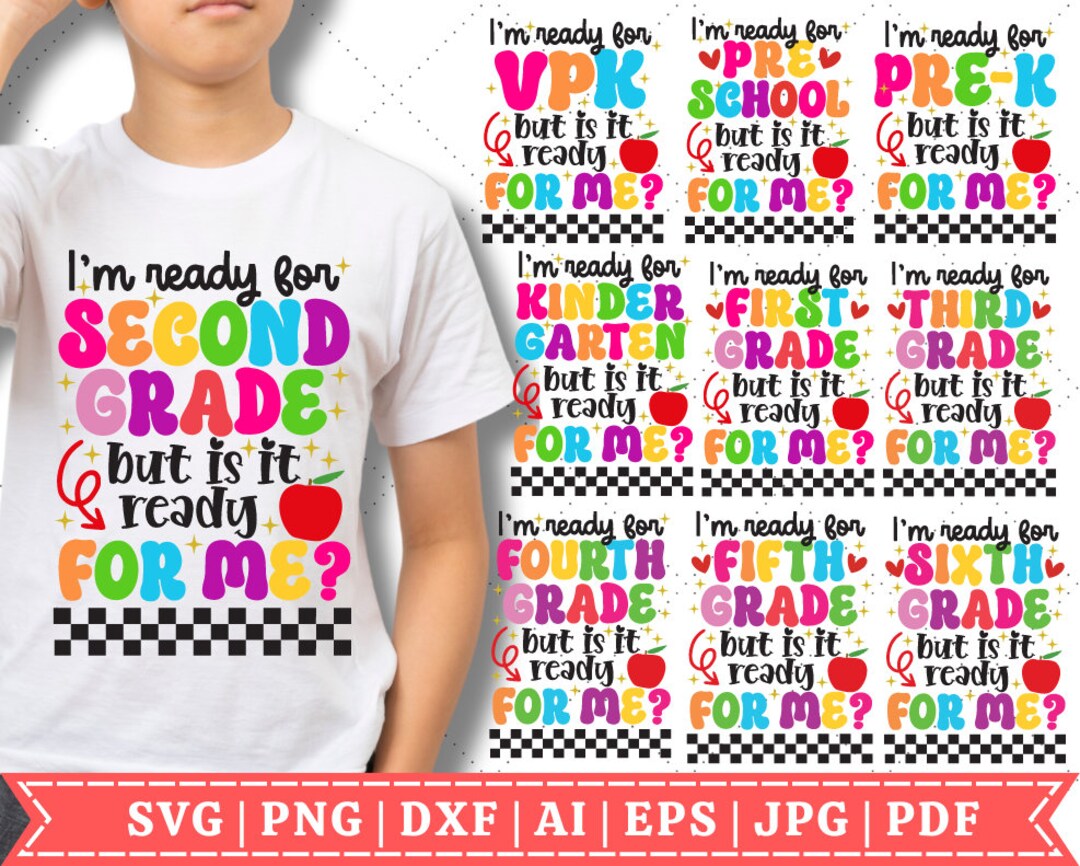 Back to School SVG Bundle, I'm Ready for Kindergarten but is It Ready ...