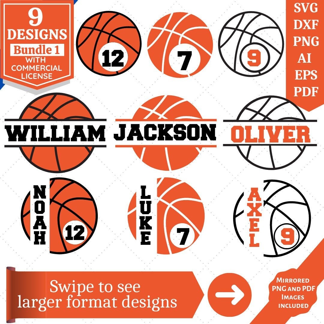 Basketball Monograms SVG Bundle | Layered Basketball SVG | Basketball ...