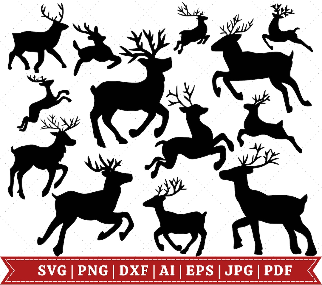Christmas Reindeer SVG Bundle, Cut Files, Reindeer Silhouette SVG ...