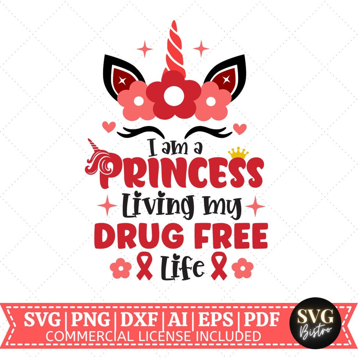 Drug Free Princess SVG Red Ribbon Week SVG No to Drugs SVG - Etsy