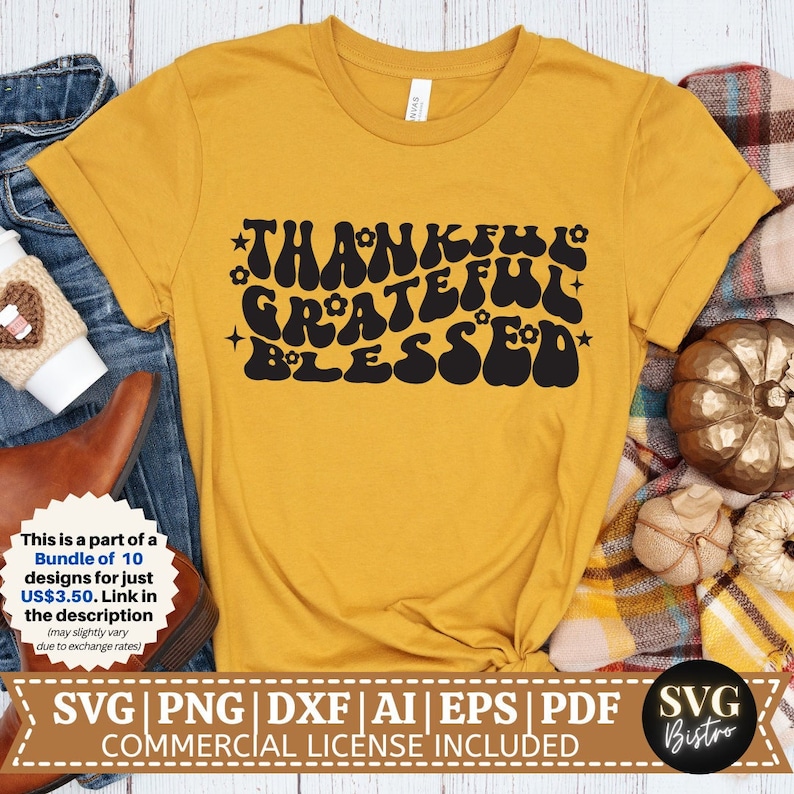 Thankful Grateful and Blessed SVG Thanksgiving SVG - Etsy