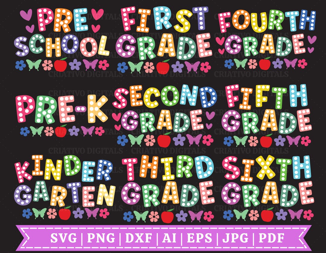 Back to School SVG Bundle | First Day of School SVG | School Grade SVG ...