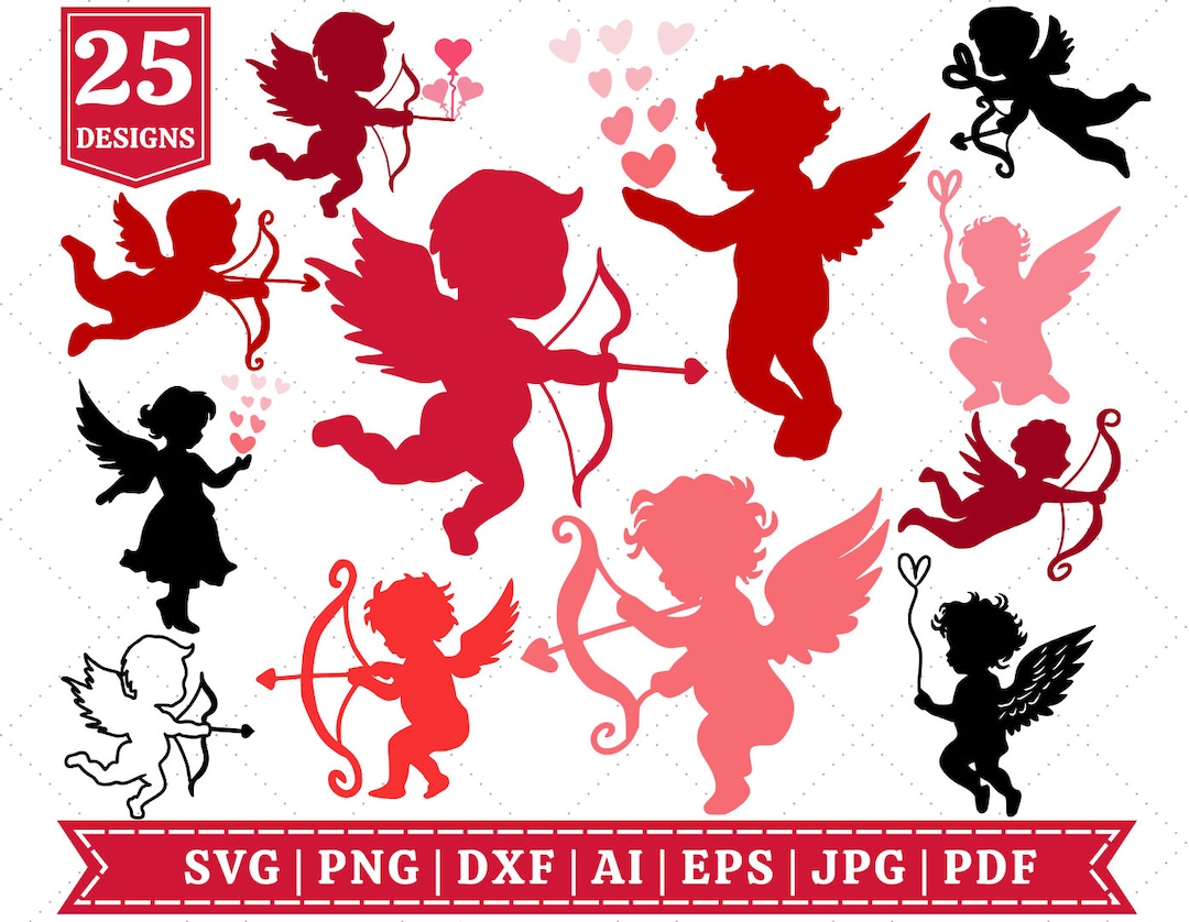 Cupid SVG Bundle | Valentine SVG Bundle | Cupid Silhouette SVG | Cupid ...