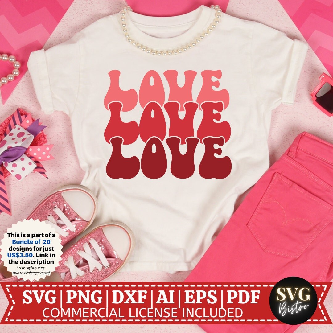 Love Stacked SVG Retro SVG Valentine Quote SVG Retro - Etsy