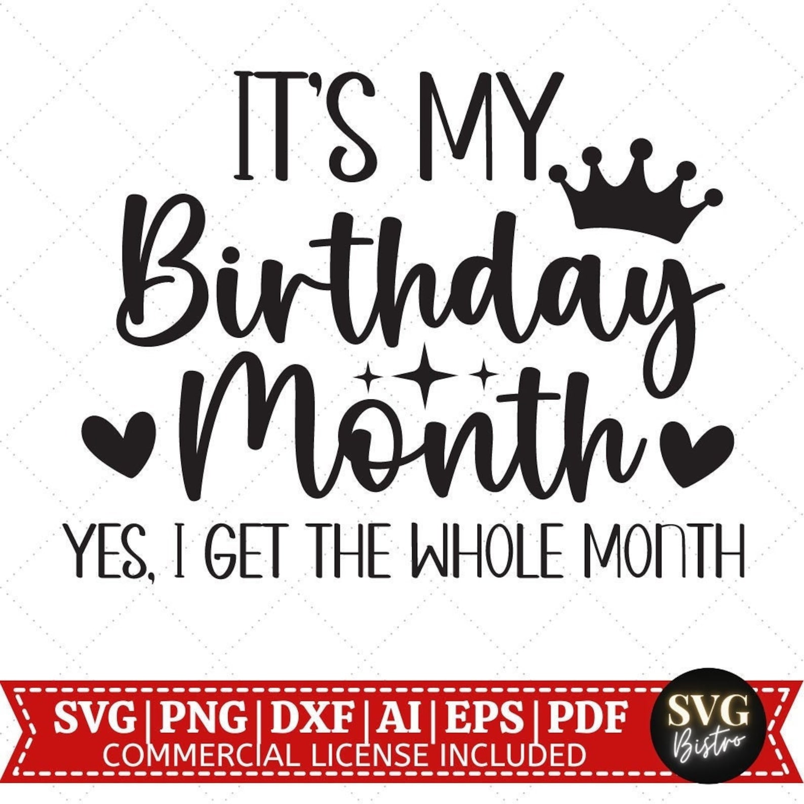 Birthday Month SVG Happy Birthday SVG Birthday Queen SVG - Etsy
