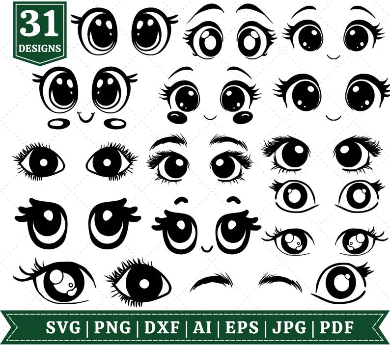 Cartoon Eyes SVG, Comic Book Eyes SVG Bundle, Googly Eyes, Out Line ...