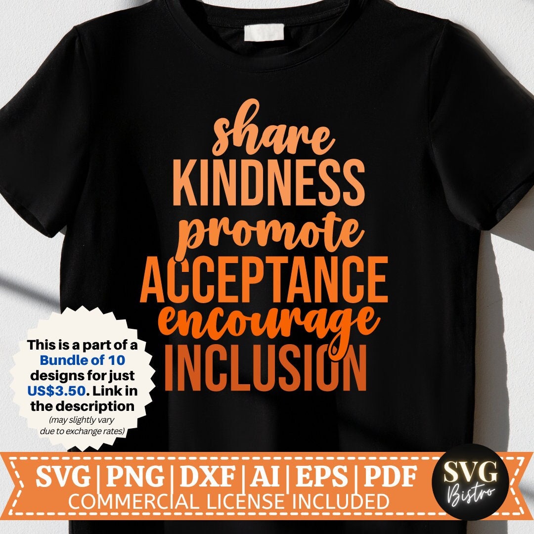 Kindness Acceptance SVG | Anti Bullying SVG | Unity Day Shirt SVG ...