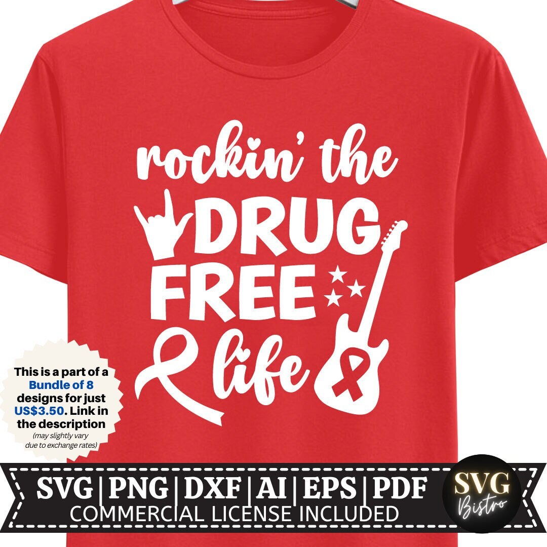 Rockin' the Drug Free Life SVG | Red Ribbon Week SVG | No to Drugs SVG ...
