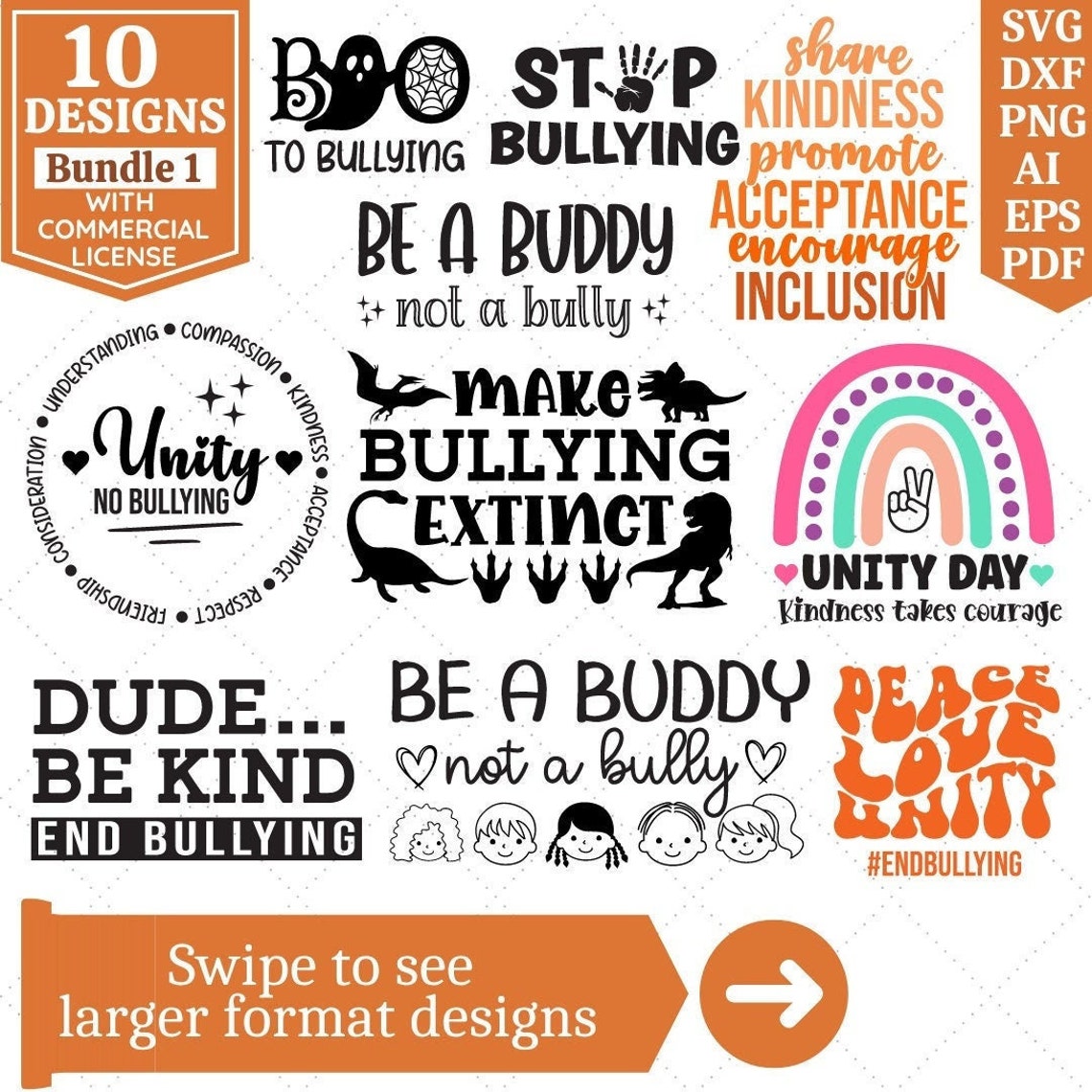 Anti Bullying SVG Bundle No to Bullying SVG Unity Day - Etsy
