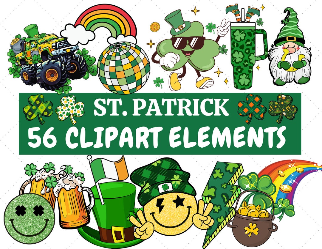 Cute St. Patrick Clipart Set | Retro St. Patrick Clipart | Lucky Day ...