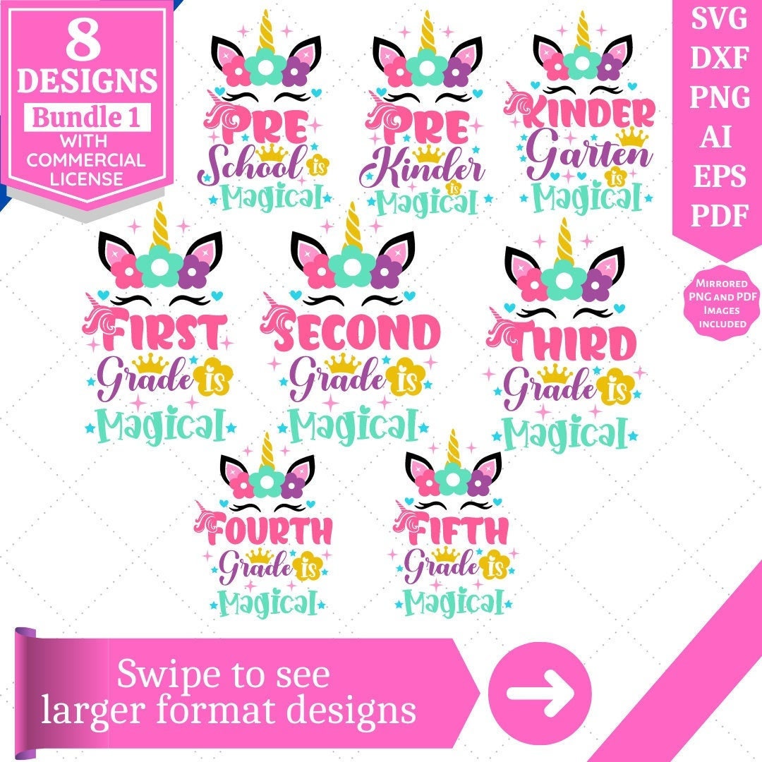 Back to School SVG Bundle | Unicorn SVG | School Grade SVG | Unicorn ...
