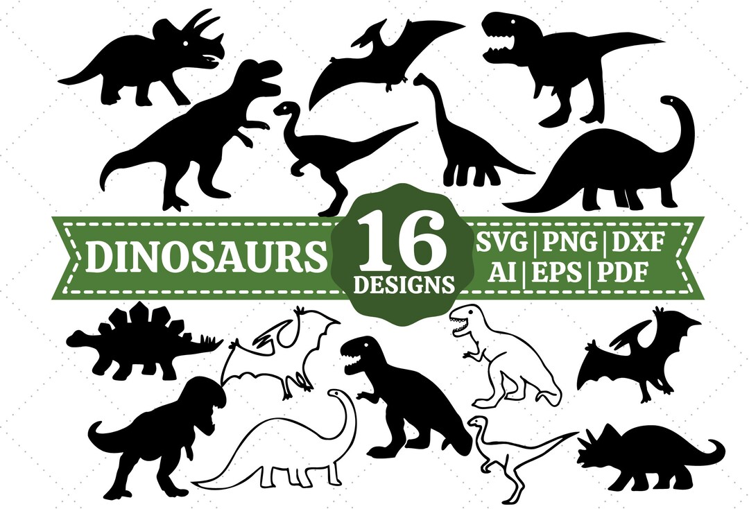 Dinosaur Doodle SVG Bundle | Dinosaur Outline SVG | Dinosaur Coloring ...